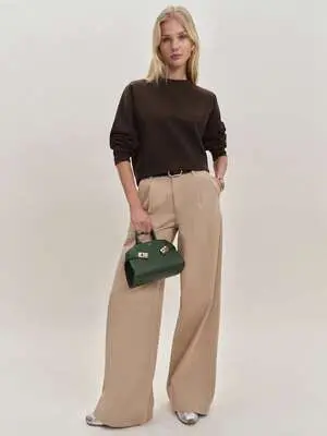 REFORMATION Grace Cropped Vintage Oversized Crewneck Sweatshirt - Brown