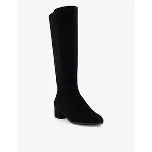DUNE Tayla Wide-fit Suede Heeled Knee-high Boots - Black-suede