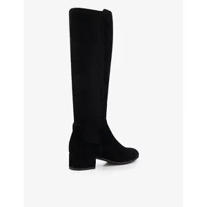 DUNE Tayla Wide-fit Suede Heeled Knee-high Boots - Black-suede