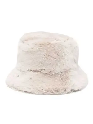 STAND STUDIO Wera Faux Fur Bucket Hat - Light Grey