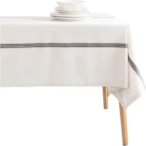 MUNGO Provincial Tablecloth - Natural/french Navy