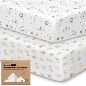 KEABABIES 2-pack Soothe [protect+] Waterproof Crib Sheets Keasafari