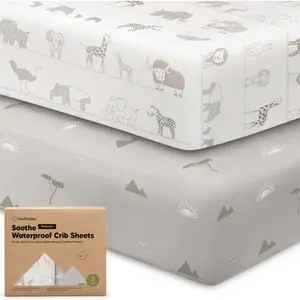 KEABABIES 2-pack Soothe [protect+] Waterproof Crib Sheets Savannah