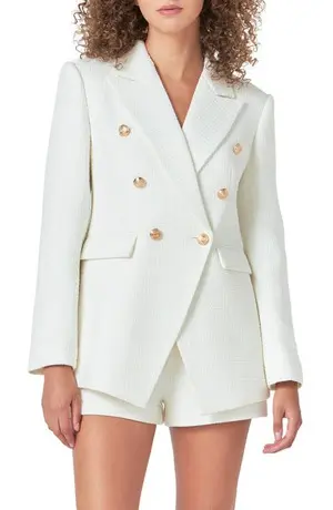 Endless Rose Tweed Double-breasted Blazer - White