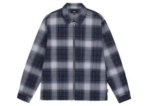StÜssy Jack Shadow Plaid Zip Shirt Navy