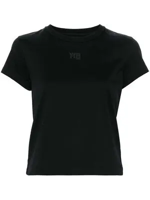 Alexander Wang Essential Jsy Shrunk Logo Tee - Black