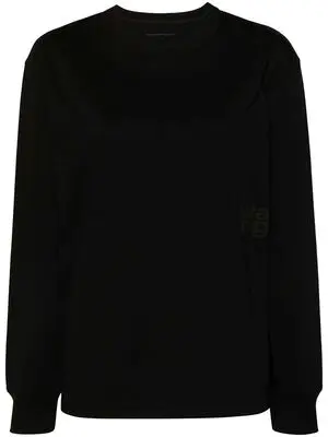 Alexander Wang Essential Puff Logo Jersey Long Sleeve Tee Shirt
