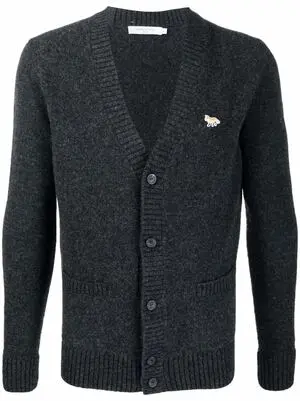 Maison Kitsuné Baby Fox Patch Cosy Cardigan - Dark Grey