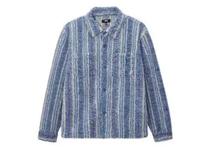 StÜssy Stripe Sherpa Shirt - Indigo