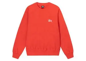 StÜssy Basic Pigment Dyed Crewneck Sweatshirt - Tomato