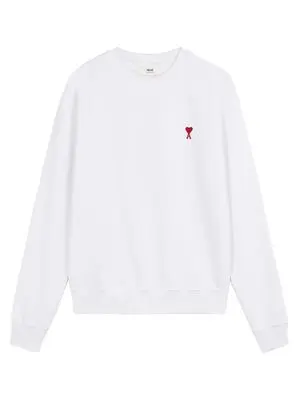 AMI Paris De Coeur Classic Fit Sweatshirt - White/red