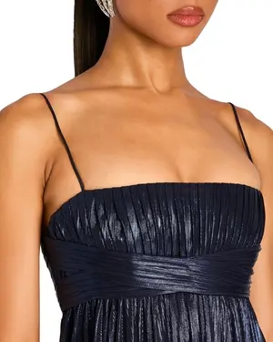 Retrofete Zinnia Pleated Lamé Gown - Ink