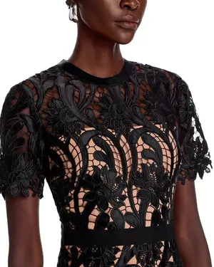SELF-PORTRAIT Prairie Guipure Lace Midi Dress