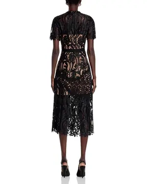 SELF-PORTRAIT Prairie Guipure Lace Midi Dress