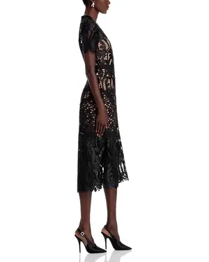 SELF-PORTRAIT Prairie Guipure Lace Midi Dress