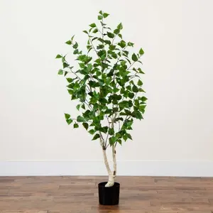 NEARLY NATURAL 5' Artificial Birch Tree With Real Touch Leaves