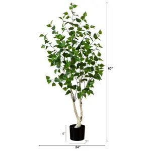 NEARLY NATURAL 5' Artificial Birch Tree With Real Touch Leaves