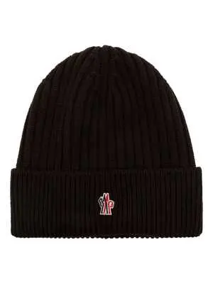 Moncler Logo Appliqué Beanie - Brown