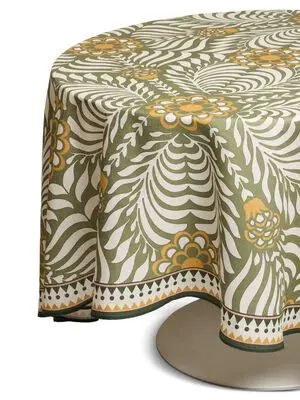La DoubleJ Tudor-print Linen Tablecloth - Green