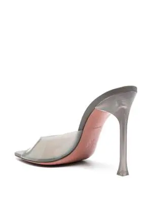 Amina Muaddi Alexa Glass Square Toe Mules - Grey