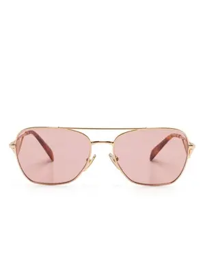 Prada Triangle-logo Aviator Sunglasses - Gold