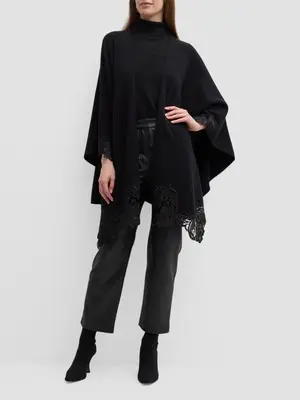 Sofia Cashmere Lace-trim Cashmere Knit Cape