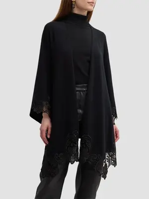 Sofia Cashmere Lace-trim Cashmere Knit Cape