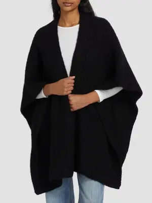 Sofia Cashmere Cashmere-silk Chunky Knit Cape - Black