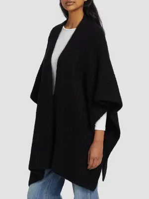 Sofia Cashmere Cashmere-silk Chunky Knit Cape - Black