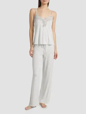 Natori Glamour Lace-trim Lounge Set