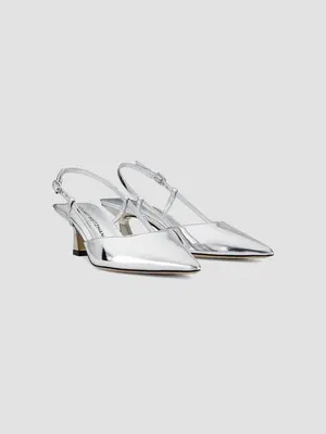 STUART WEITZMAN Vinnie 50mm Metallic Patent Leather Pumps - Silver