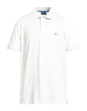 Gant Man Polo Shirt Yellow Size Xxl Cotton, Elastane White
