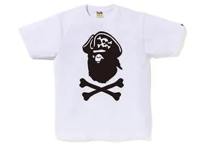 A BATHING APE Ape Crossbone College Tee Shirt - White