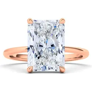 HAUTECARAT HauteCarat Emerald Cut Lab-Created Diamond Ring In 18k Gold 18k Rose Gold