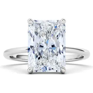 HAUTECARAT HauteCarat 18K Gold Lab Grown Diamond Emerald Cut Ring 18k White Gold