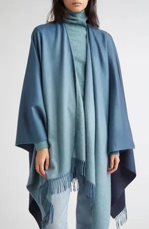 Johnstons Of Elgin Ombré Fringe Trim Cashmere Cape