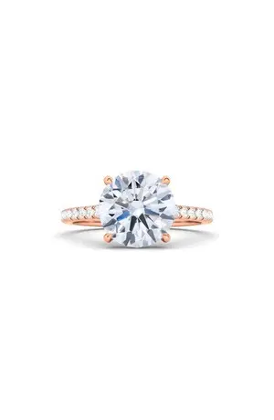 HAUTECARAT Round Brilliant Cut Pavé Lab Grown Diamond Ring In 18k Gold 18k Rose Gold
