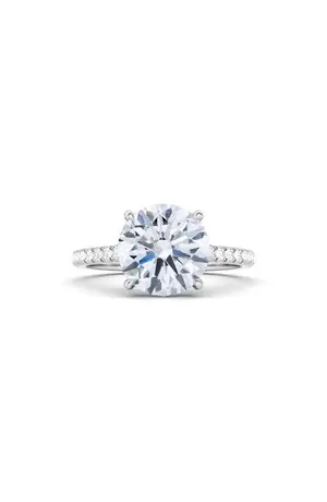 HAUTECARAT Round Brilliant Cut Pavé Lab Grown Diamond Ring In 18k Gold 18k White Gold