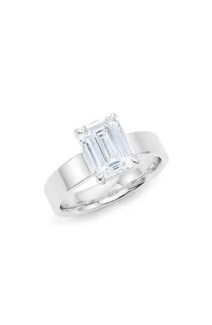 HAUTECARAT HauteCarat Emerald Cut Lab Grown Diamond Ring 18k White Gold