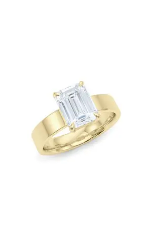 HAUTECARAT Emerald Cut Lab Grown Diamond Ring - 4.00 Ctw 18k Yellow Gold