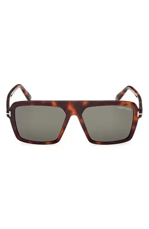 TOM FORD Vincent Pilot Sunglasses - Shiny Classic Havana/ Green