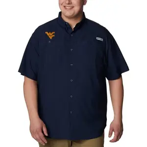 Columbia West Virginia Mountaineers Big & Tall Tamiami Omni-shade Button-down Shirt - Navy