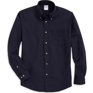 Brooks Brothers Solid Flannel Button-down Shirt - Navy