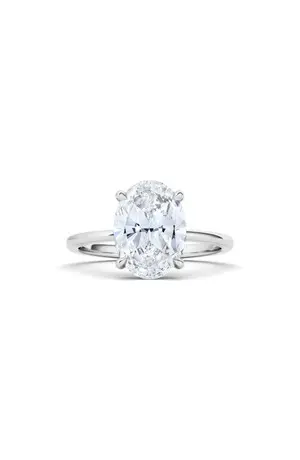 HAUTECARAT HauteCarat Oval Cut Lab Created Diamond Ring In 18k Gold 18k White Gold