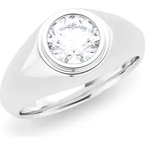 HAUTECARAT Round Brilliant Lab-grown Diamond Signet Ring - 3.00 Ctw 18k White Gold