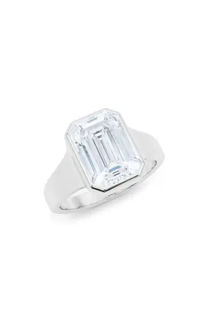 HAUTECARAT HauteCarat Emerald Cut Lab Grown Diamond Ring 18k White Gold