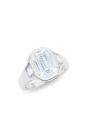 HAUTECARAT HauteCarat Emerald And Lab Grown Diamond Ring 18k White Gold