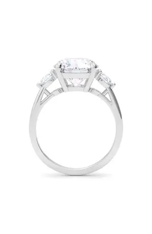 HAUTECARAT Three Stone Round Cut Lab Grown Diamond Ring - 18k White Gold
