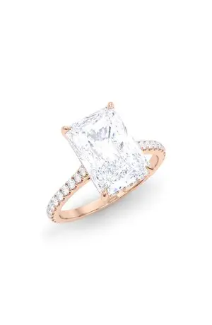 HAUTECARAT HauteCarat Radiant Cut Pavé Lab Grown Diamond Ring Rose Gold