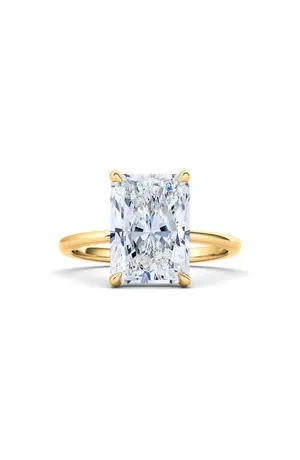 HAUTECARAT Radiant Cut Lab Grown Diamond Ring - 3.00 Ctw 18k Yellow Gold